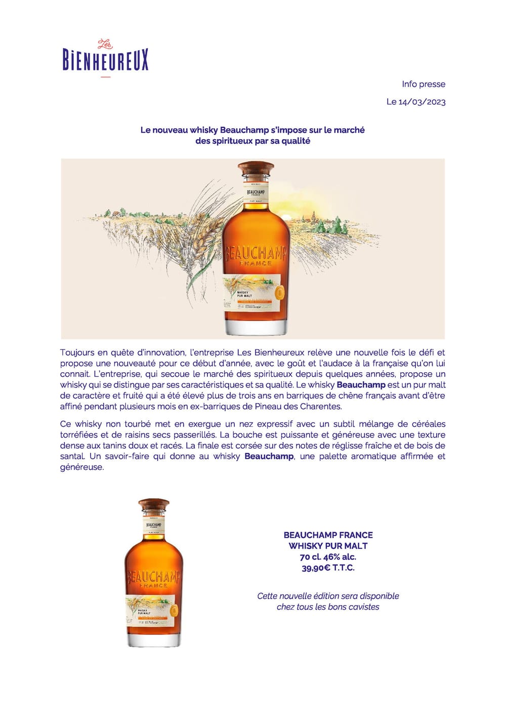 Le nouveau whisky Beauchamp s’impose sur le marché des spiritueux par ...