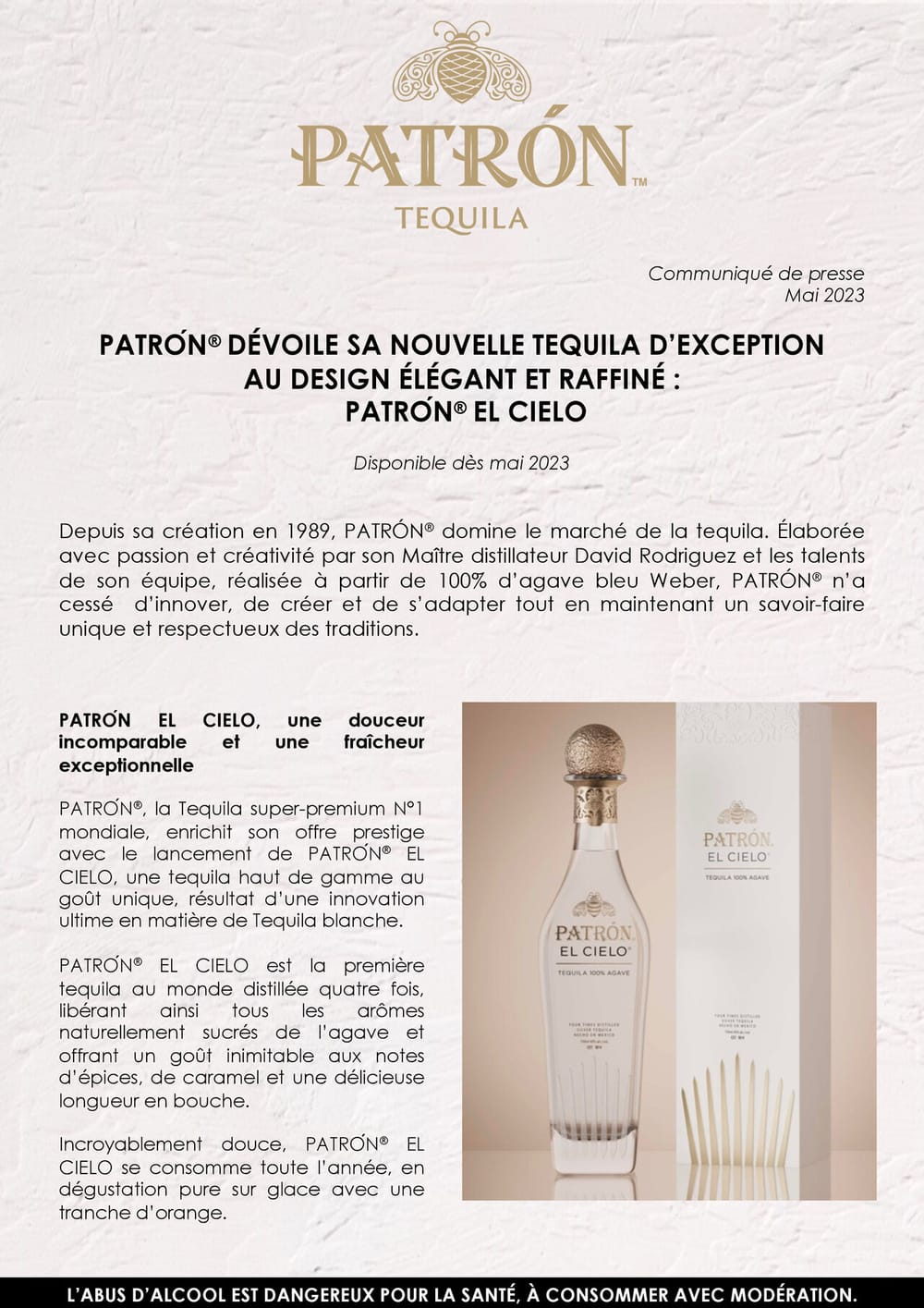 Patrón dévoile sa nouvelle tequila : Patrón El Cielo