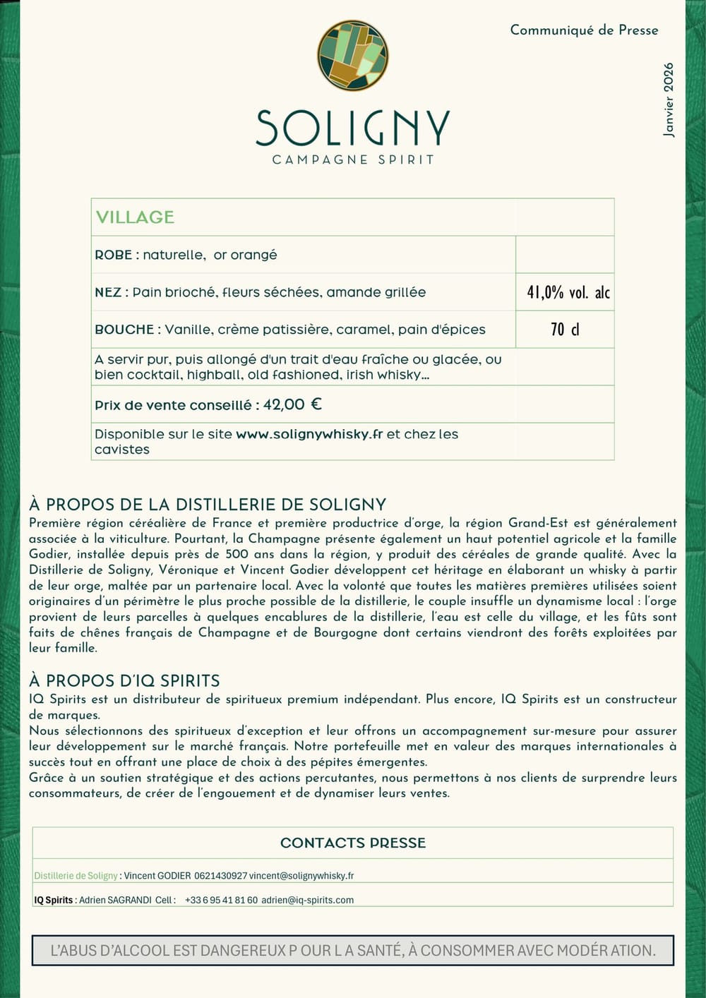 La Distillerie de Soligny lance "Village", un nouveau single malt ...